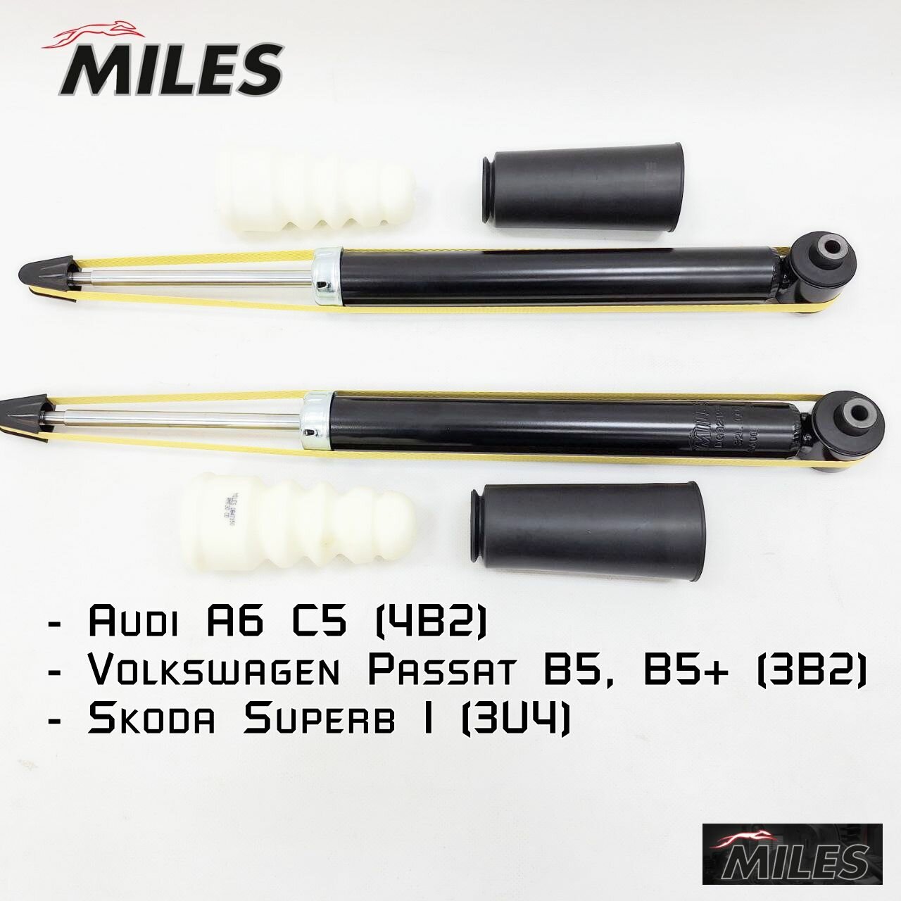 Амортизаторы задней подвески c пыльниками и отбойниками MILES для Audi Audi A6 C5, Volkswagen PASSAT B5, Skoda SUPERB I , Ауди A6, Фольксваген Пассат Б5