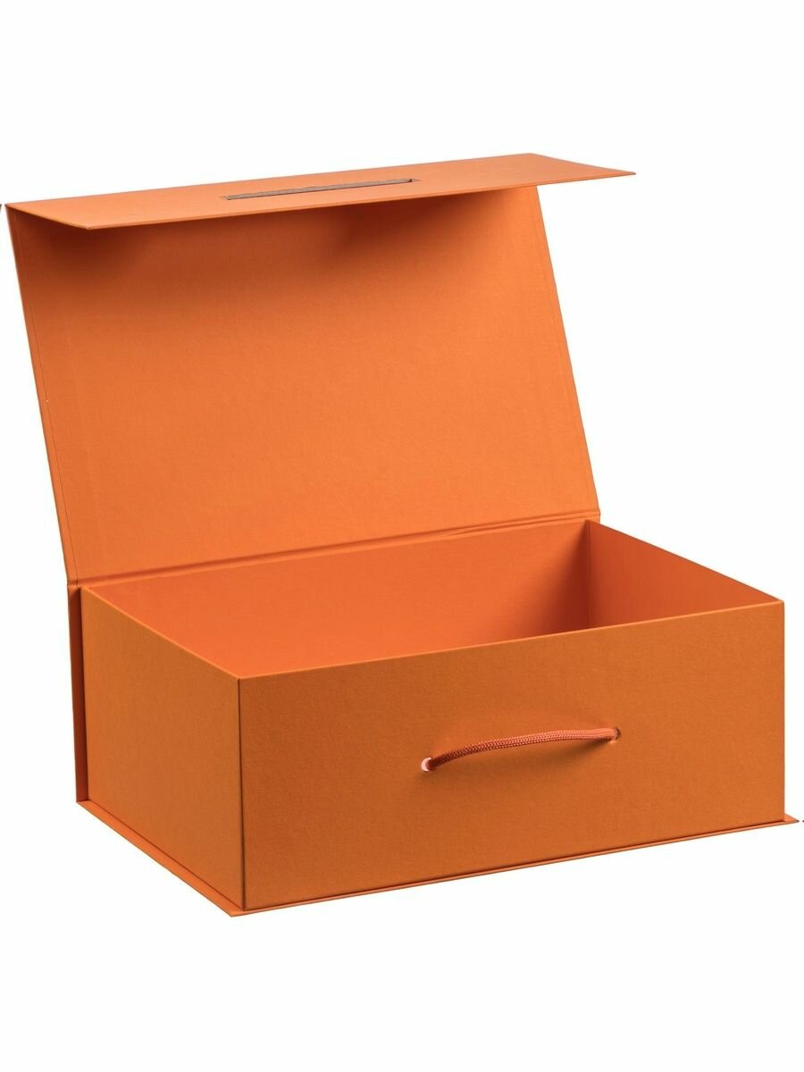 Коробка подарочная для хранения, с ручкой, 33х21х12, оранжевая, подарок на День Рождения, на Выпускной, преподавателю девушке женщине