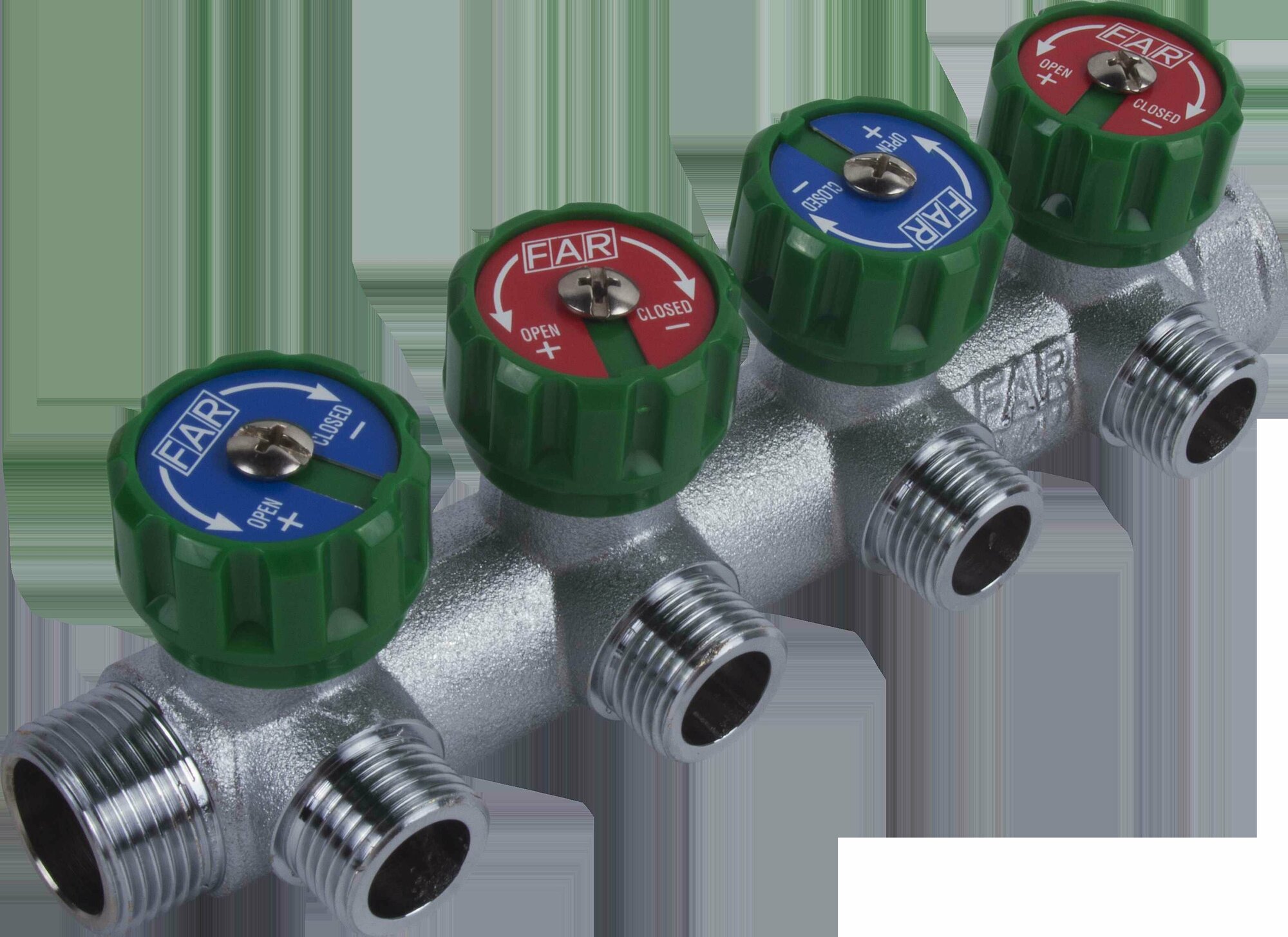 Коллектор Far FK 3824 3412TP на 4 выхода 3/4"x1/2" наружная резьба