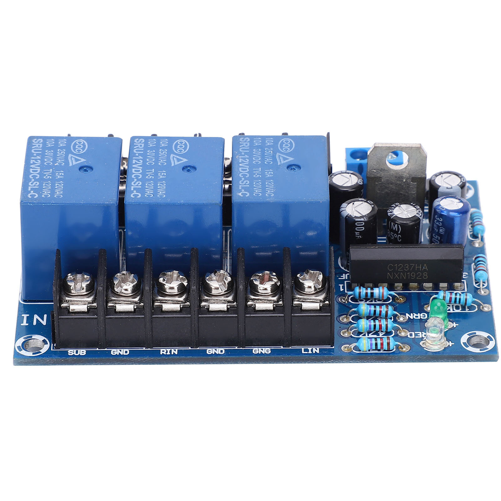 3-канальная плата защиты динамиков. Модуль усилителя мощности с однополярным питанием и отложенной защитой для аудиосистем.