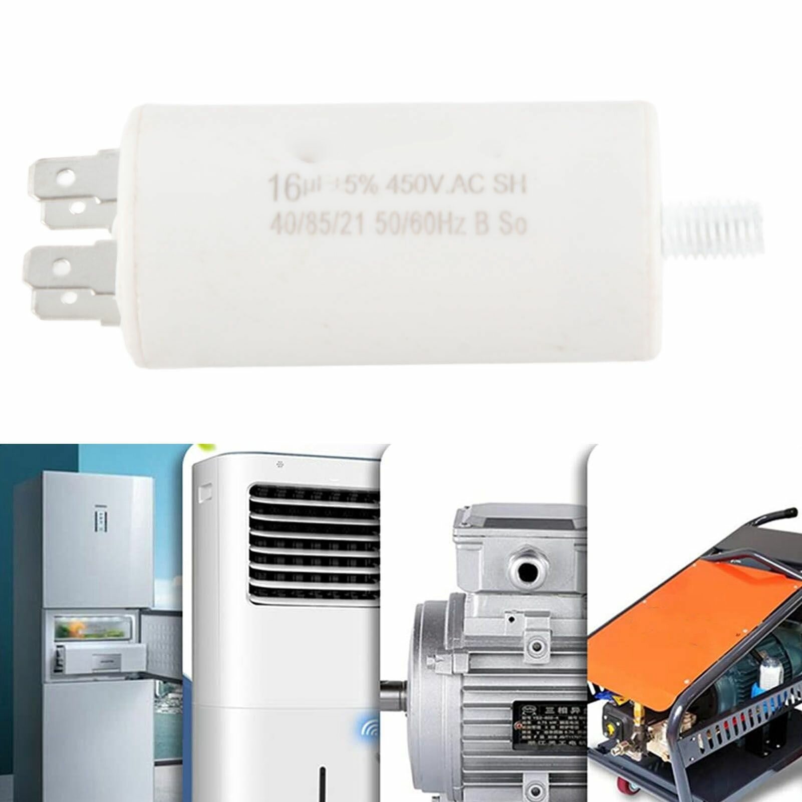 Конденсатор CBB60 с двойной вставкой, конденсатор двигателя цилиндра для стиральной машины, бытовая техника 450 В 16 мкФ