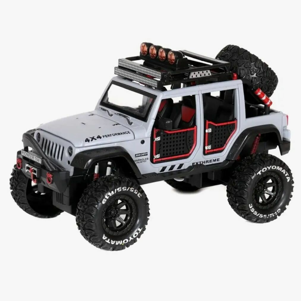 Детская машинка 1:24 модель внедорожника JEEP WRANGLER Звуковые и световые эффекты / игрушки для детей подарок Джип