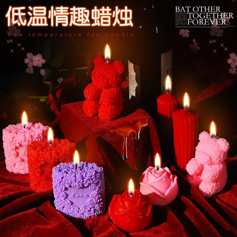 Цзюай низкотемпературная свеча sm пара игра пара воск капает пион роза свеча в форме сердца роза ароматерапия