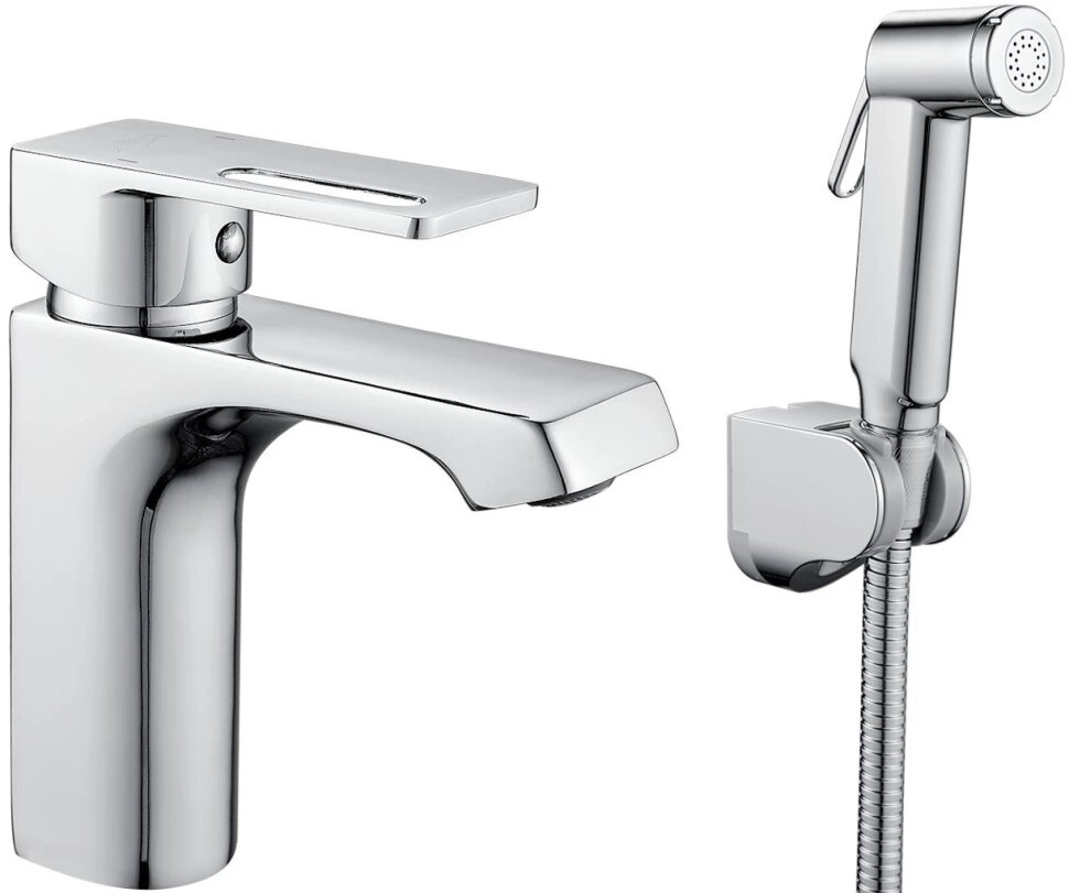 Смеситель для раковины Raffine F171 с гигиеническим душем, хром