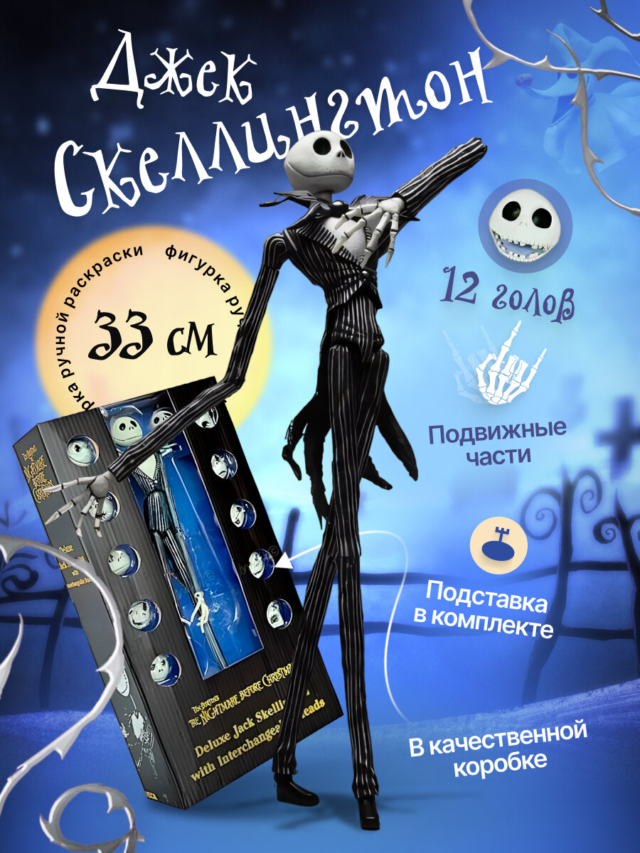 Фигурка Innopax Джек Скеллингтон, пластик, резина, 33 см, вращающиеся головы