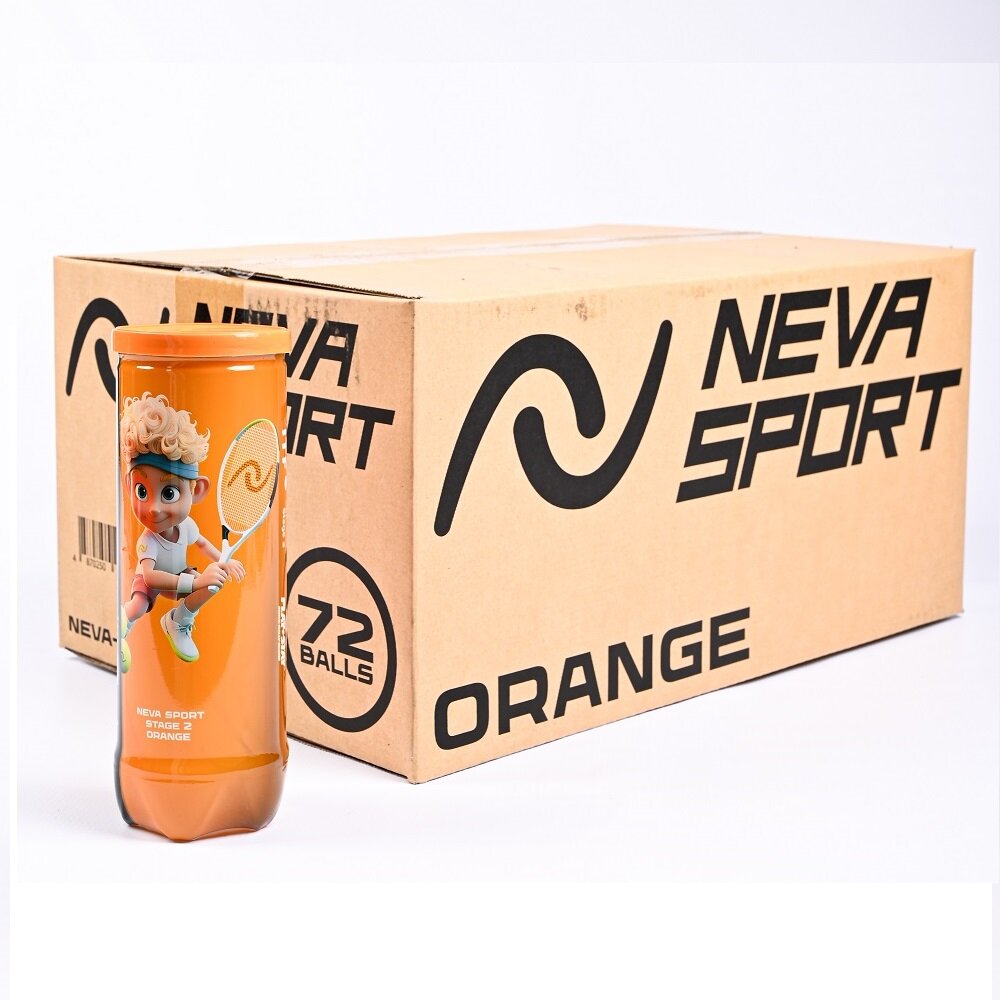Короб детских теннисных мячей NEVA SPORT Orange (24 банки по 3 мяча)
