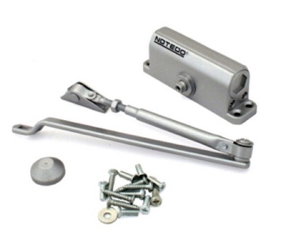 Доводчик дверной NOTEDO / Нотедо DC-060 гидравлический, верхний, серебро, макс ширина двери 900мм, до 60кг, расстояние между креплениями 132мм / фурнитура