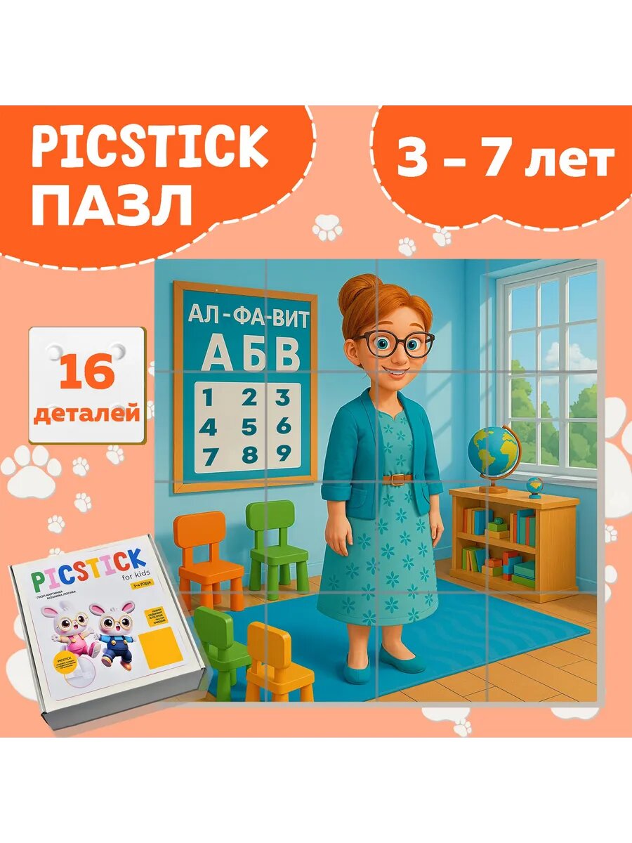 Пазл для детей Учитель Профессии 16 эл. 16*16 см