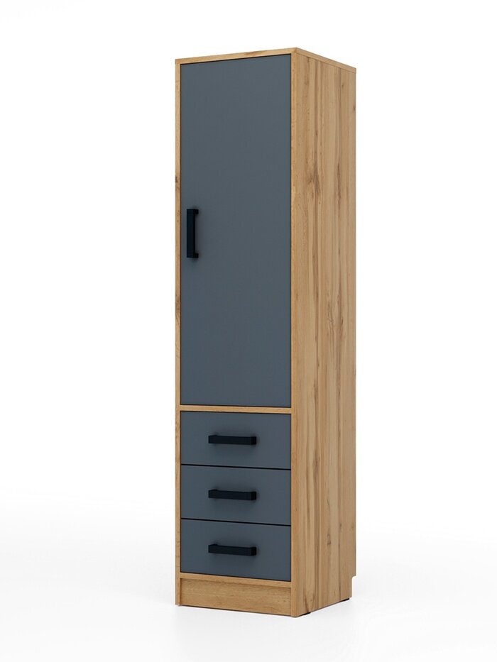 Уценка Шкаф – пенал 400×400×1600 мм, цвет дуб Вотан/Темно-серый