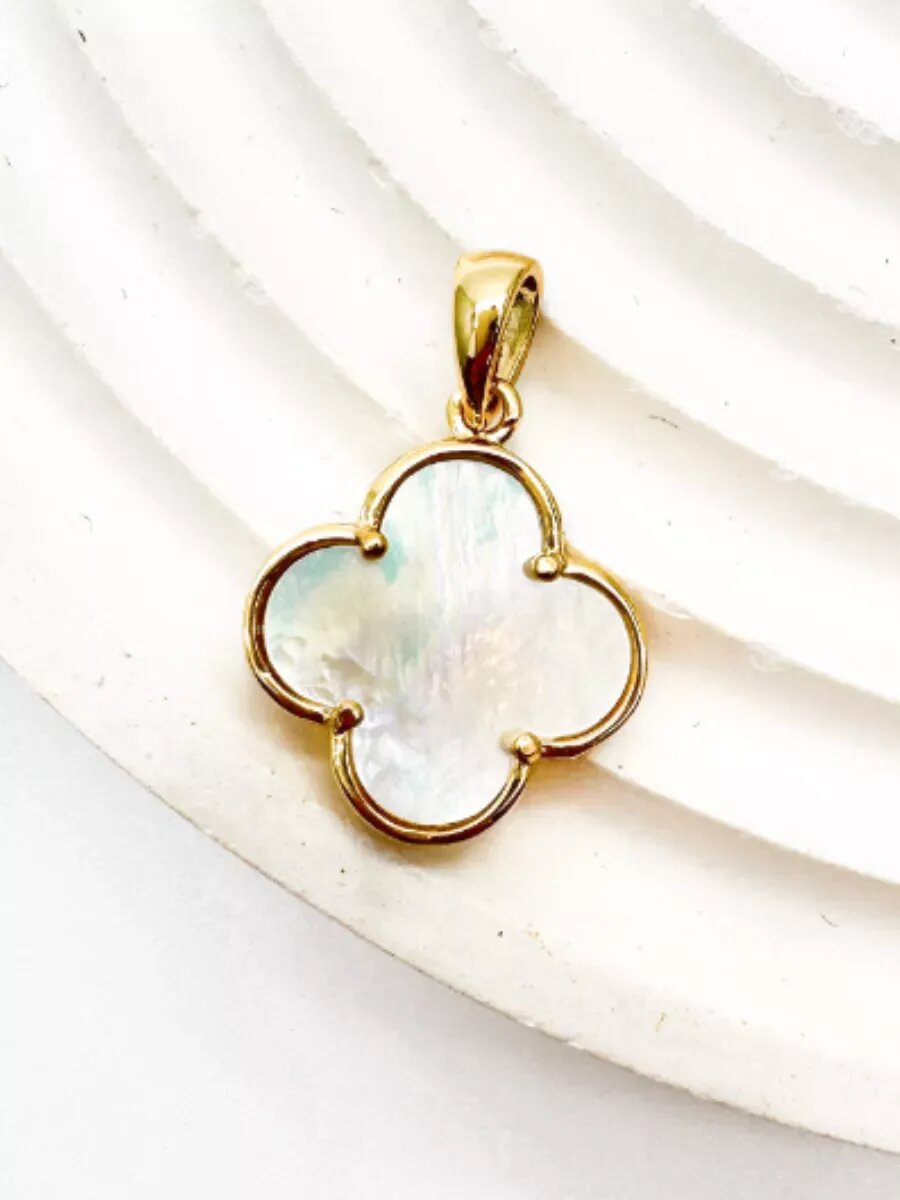 8102 Стильная подвеска в стиле клевер позолота 1 шт люкс А++