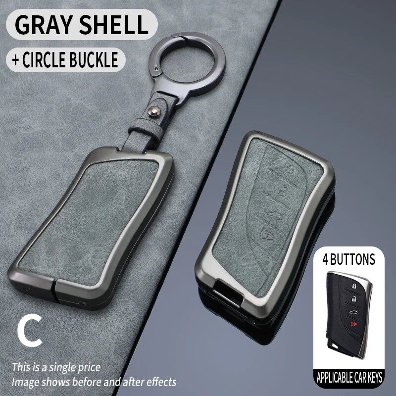 Чехол для ключа Lexus UX/ES, серый, 4key set