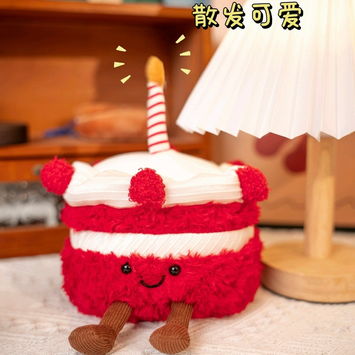 Jellycat Food Series Кукла с вишневым тортом Радужный торт на день рождения Мягкая кукла Моделирование еды Игрушка