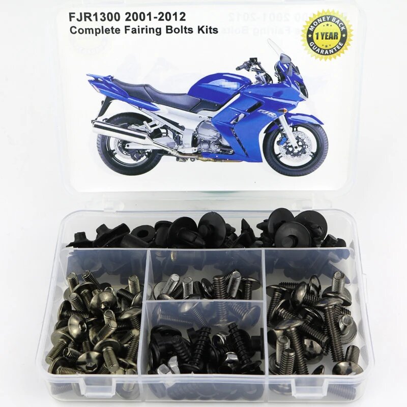 Комплект болтов для полного обвеса мотоцикла Yamaha FJR1300 2001-2012, винты для кузова, быстросъемные гайки, полный комплект крепежа для обвеса, стальные гайки.