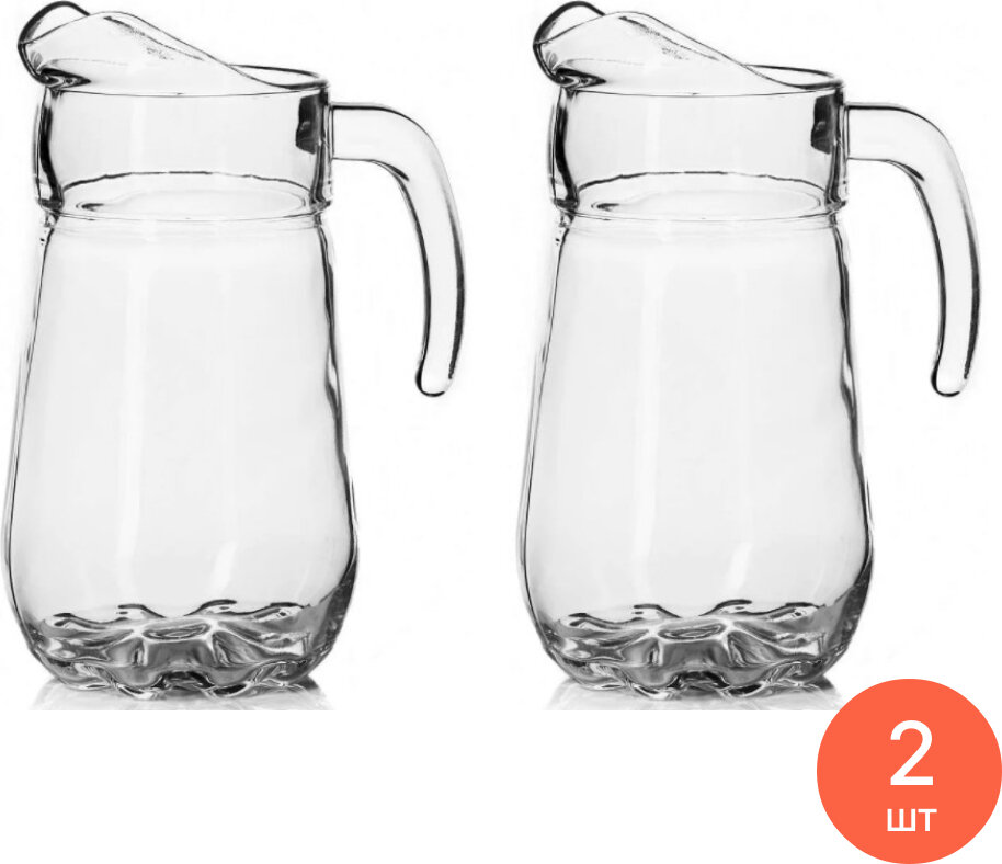 Кувшин для воды Pasabahce / Пашабахче Sylvana стекло прозрачное 1.35л / графин для напитков / посуда для кухни (комплект из 2 шт)