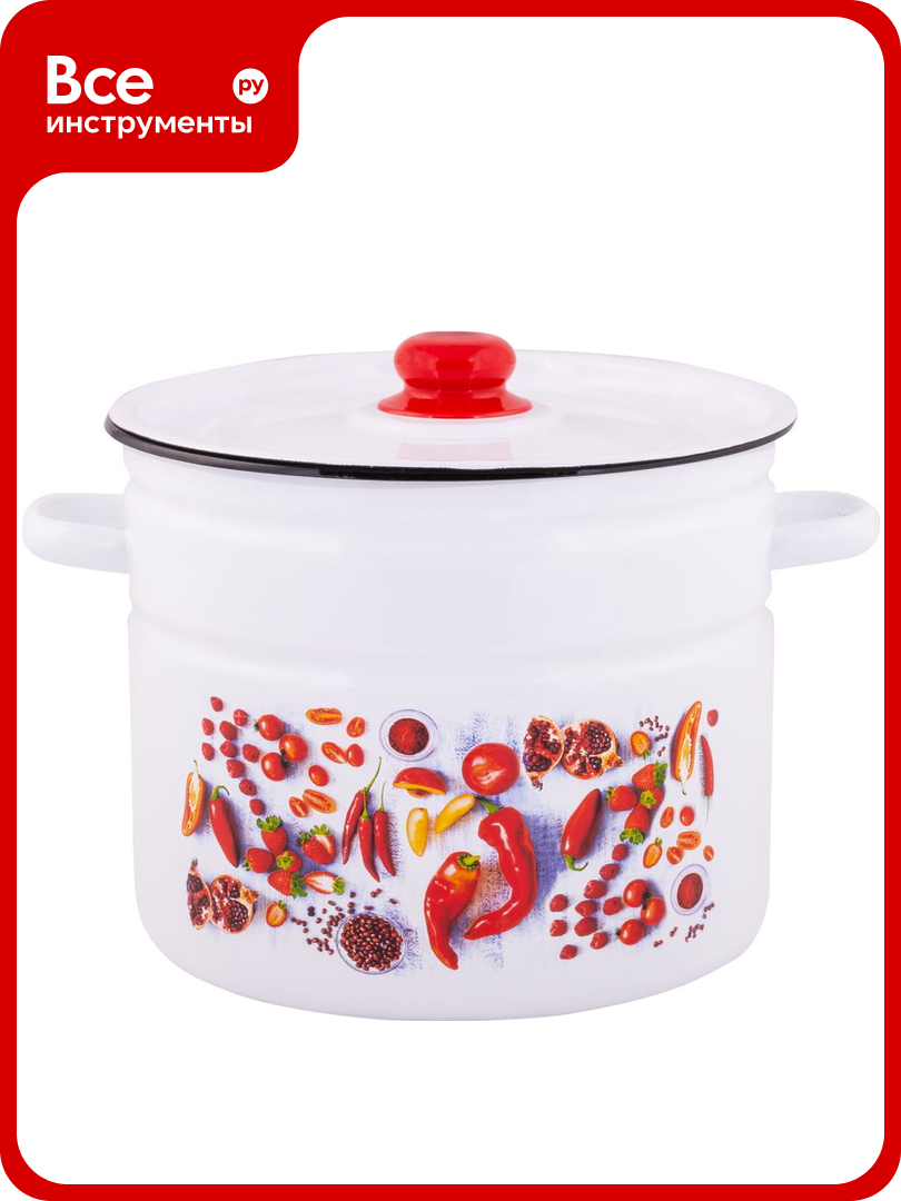 Цилиндрическая эмалированная кастрюля appetite Паприка 9 л 1с200с Паприка для хранения пищи