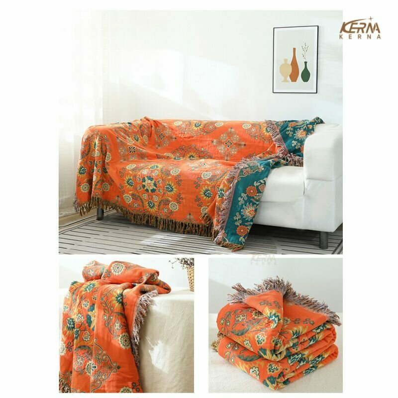 Плед Нет бренда 200 230 оранжевый