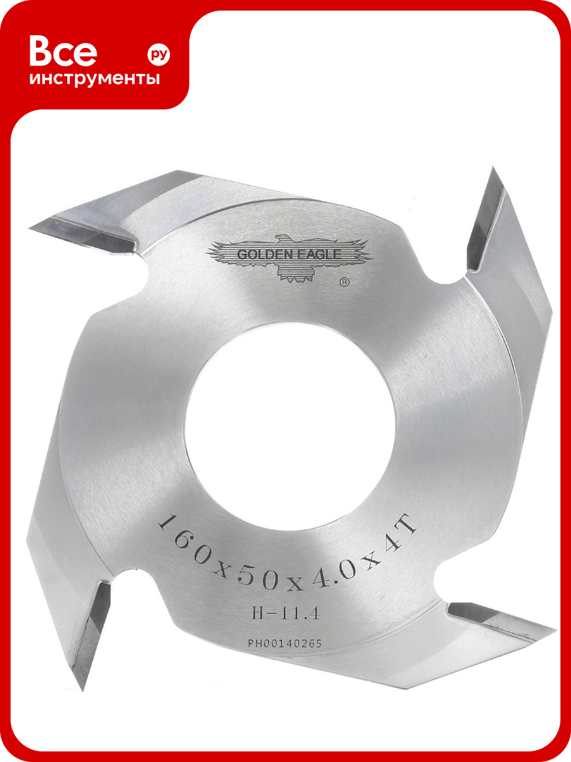 Фреза для сращивания HW 160x50x4 мм, z4, шип 4x11.4 мм Golden Eagle TL00001118, из легированной