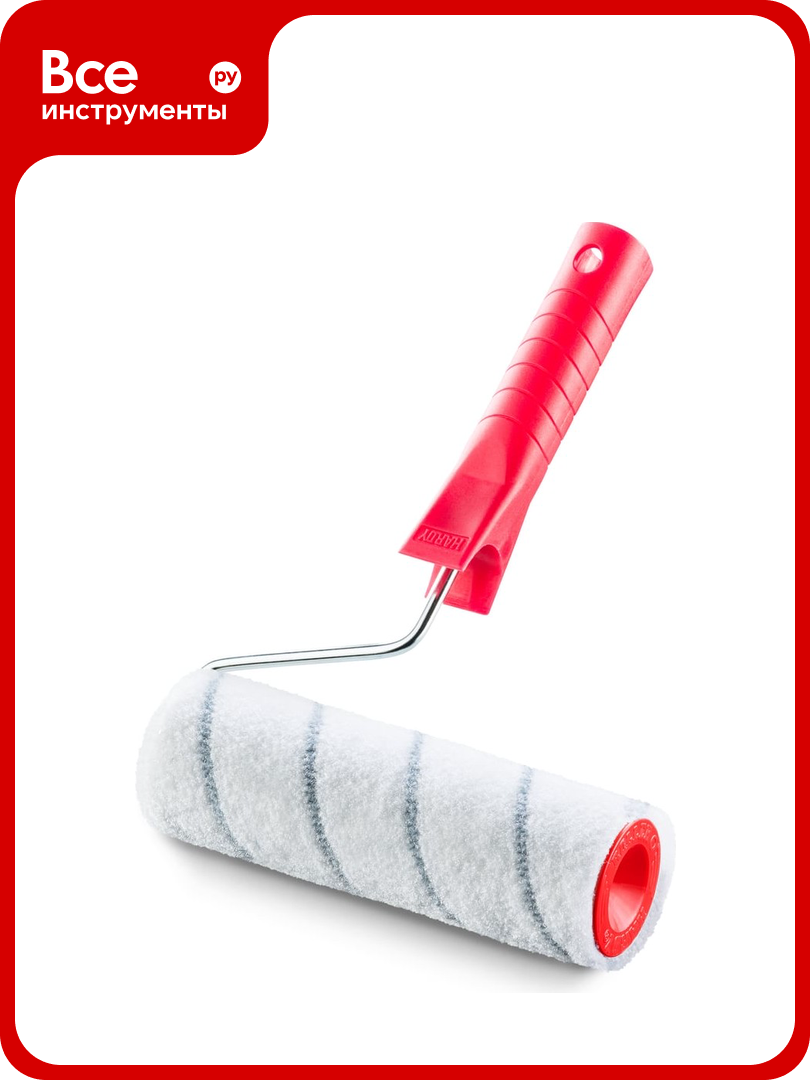 Валик HARDY Nylon D 48 х 180 мм, ворс 6 мм, ручка Standart, малярный валик с нейлоновой шубкой и пластиковой рукоятью