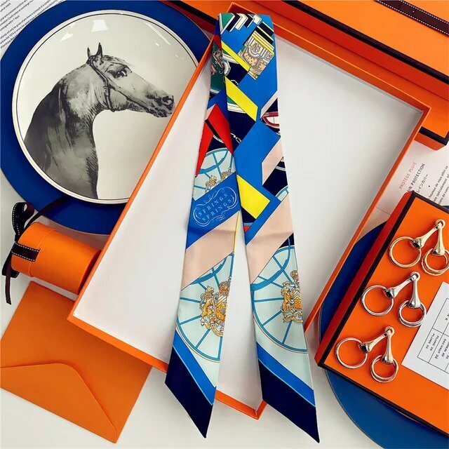 100% шелк высококачественные роскошные брендовые товары шарф Женская повязка на голову фуляр галстук ленточный шейный платок узкие шарфы аксессуары для волос