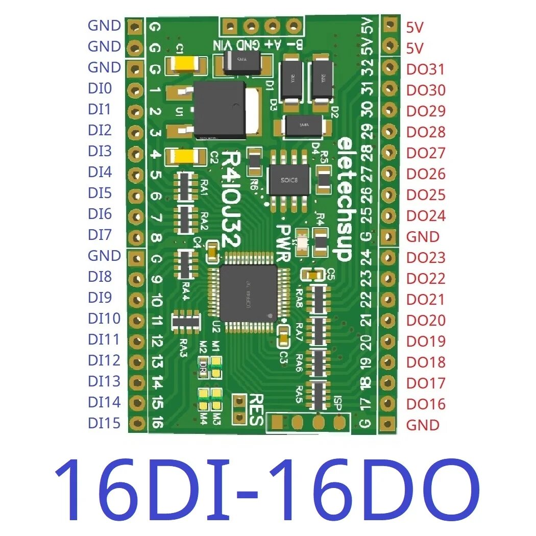 5 в 1 32DI/32DO/16DI-16DO/8DI-24DO/24DI-8DO Modbus Rtu Digital 5 В 3,3 В TTL IO RS485 2,54 мм контактная основная плата, 16DI-16DO, Only Board