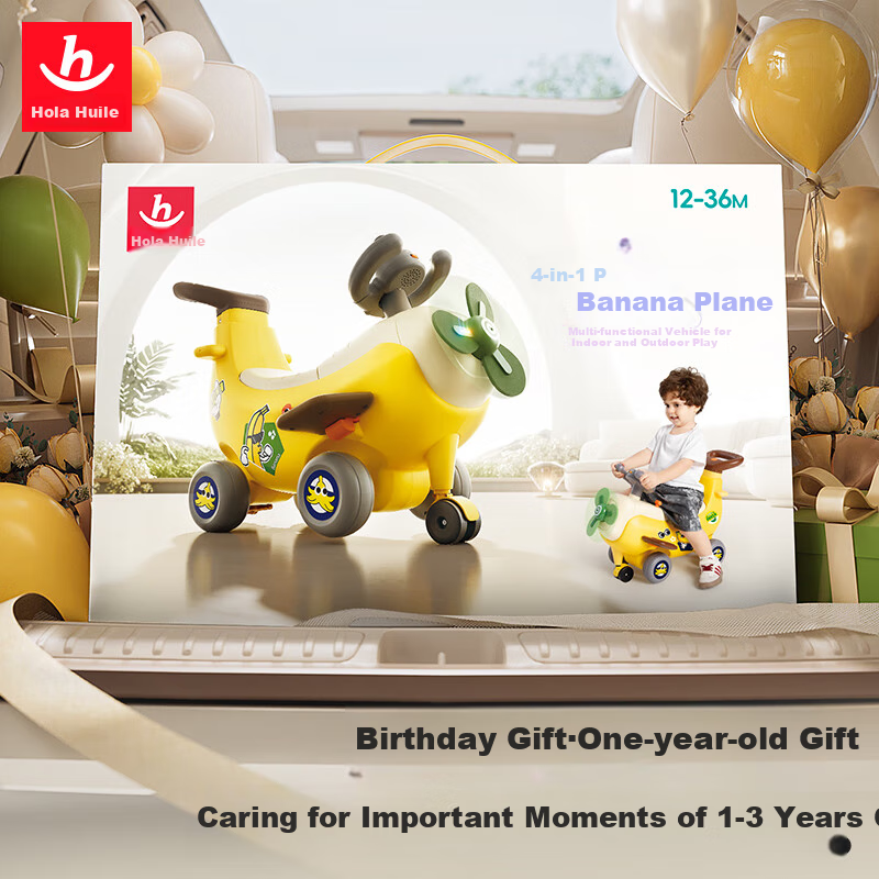 HUILE TOYS Children's Toy Car 1-3 Years Old Baby Walker Baby Walker 4-in-1 Banana Airplane Birthday Gift