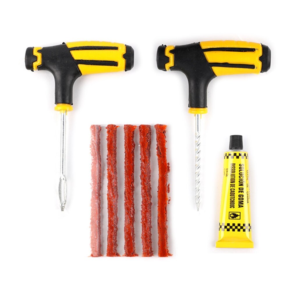 8шт Набор инструментов для ремонта автомобильных шин с резиновыми полосками для прокола бескамерной шины, Шипованная заглушка для ремонта шин мотоциклов грузовиков