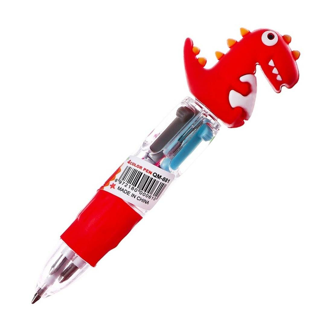 Многоцветная шариковая ручка Calligrata "Дракон" автоматическая, 4-х цветная, мини, красная