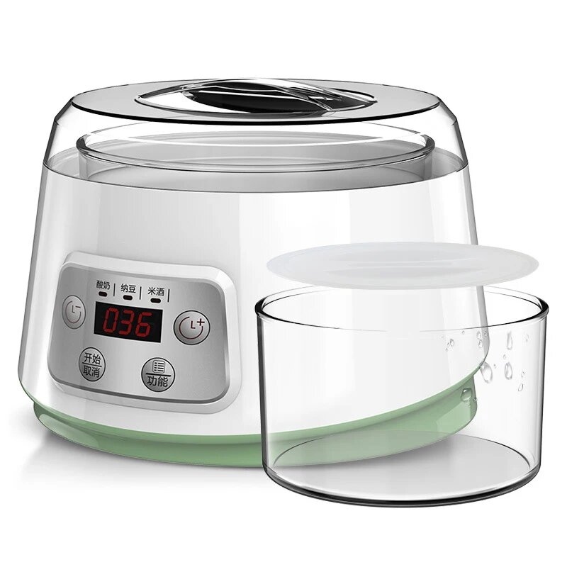 Электрическая йогуртница, автоматический ферментер, стеклянный контейнер для йогурта, чашки Natto, машина для ферментации рисового вина, йогуртная машина 220 В, EU, Зеленый
