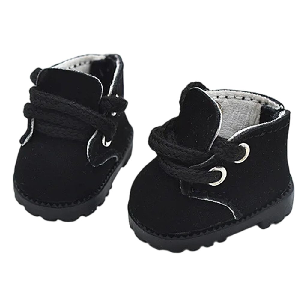 Кукольная обувь, совместимая с куклами длиной 17 см, модные ботинки на шнуровке для переодевания-черный