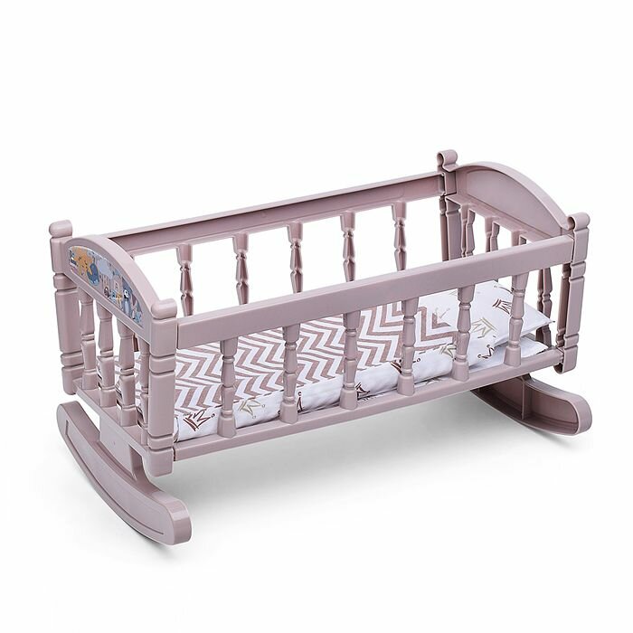 Кроватка для кукол Полесье качалка сборная, 8 элементов, тёмно-кремовая