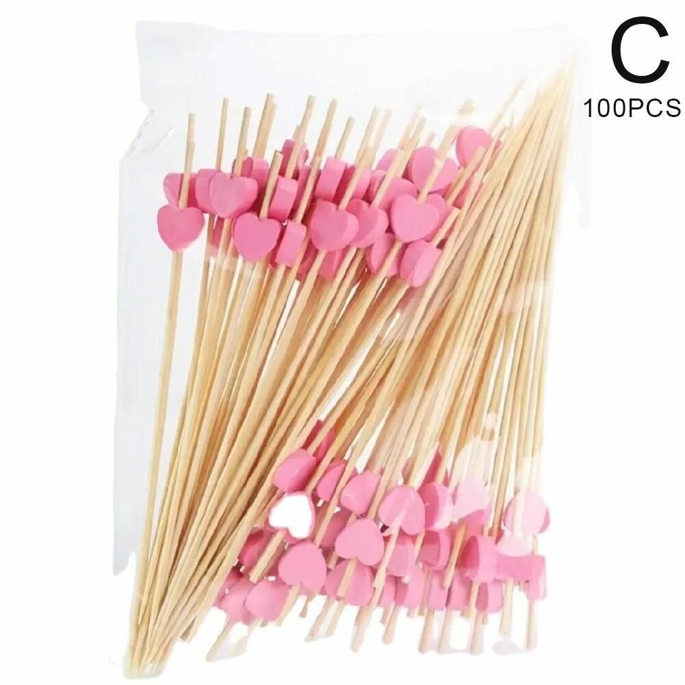 100шт Красочные фруктовые палочки love одноразовые креативные бамбуковые палочки