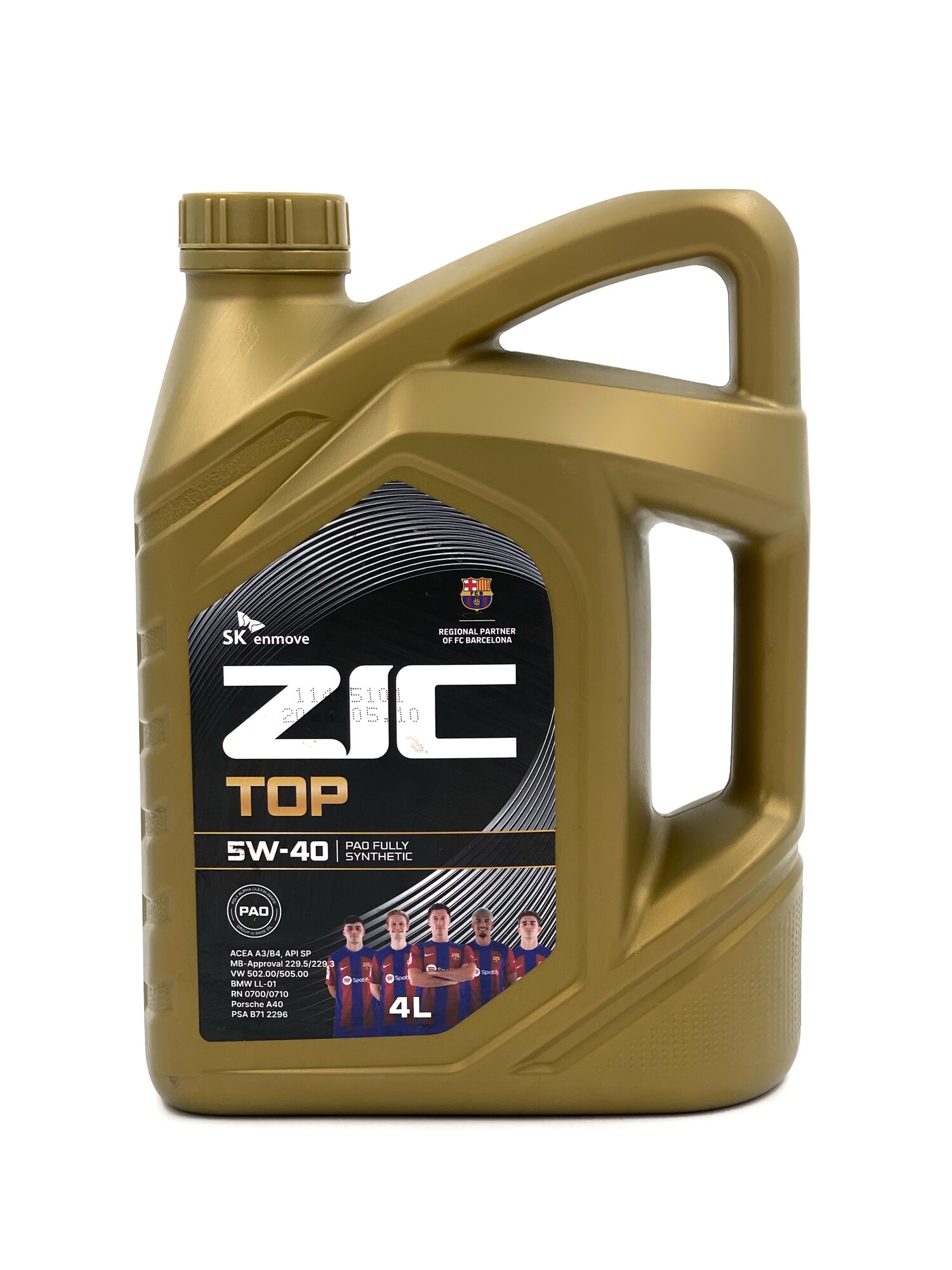 Масло моторное ZIC TOP pao 5w-40, синтетическое, 4 литра, для авто