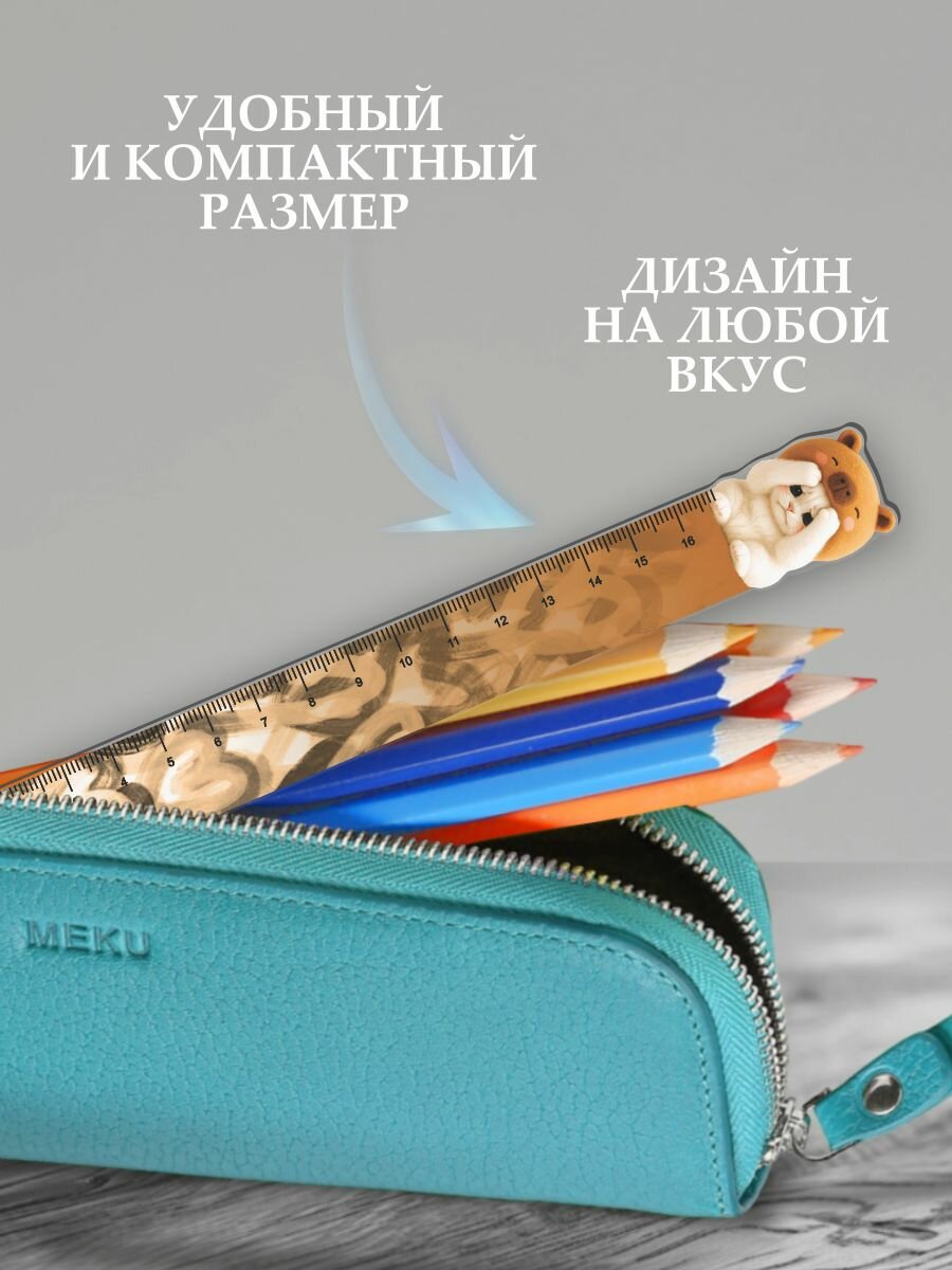 Линейка школьная Кот - капибара — фото 1