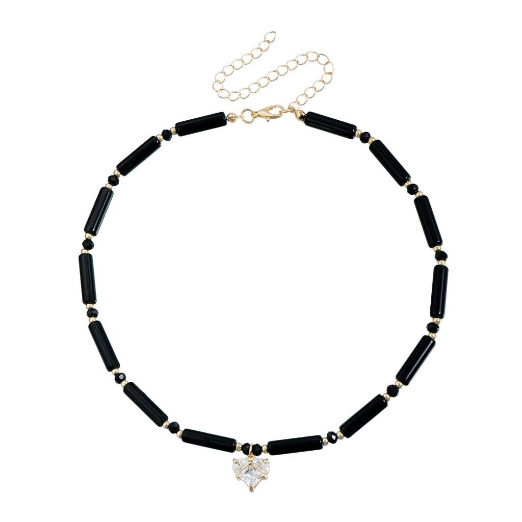 INS мода цилиндрический стеклянный рисовый шарик циркон любовь сшивание ключицы цепочкой