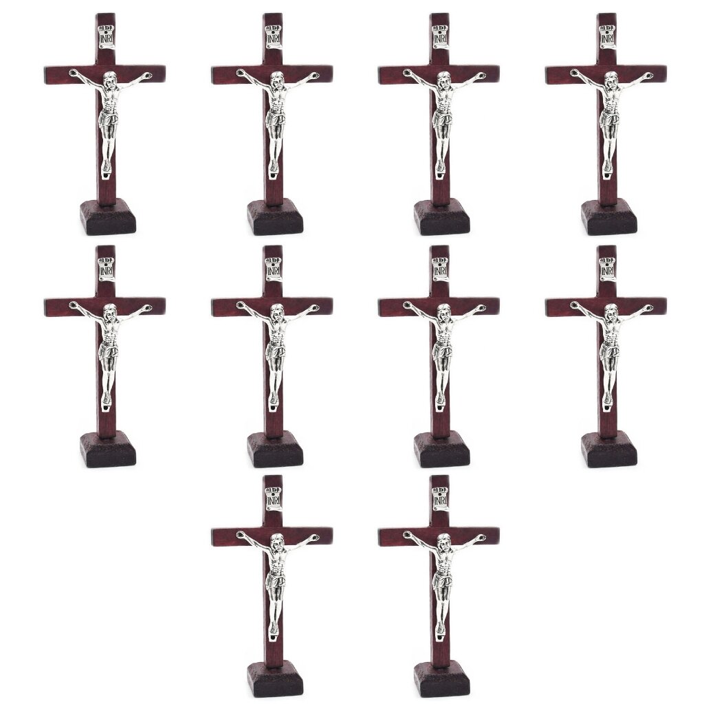 10шт Деревянный Крест Орнамент Настольные Украшения Стоячее Распятие Крест Украшение Церквей Деревянный Крест с Подставкой Ремесла