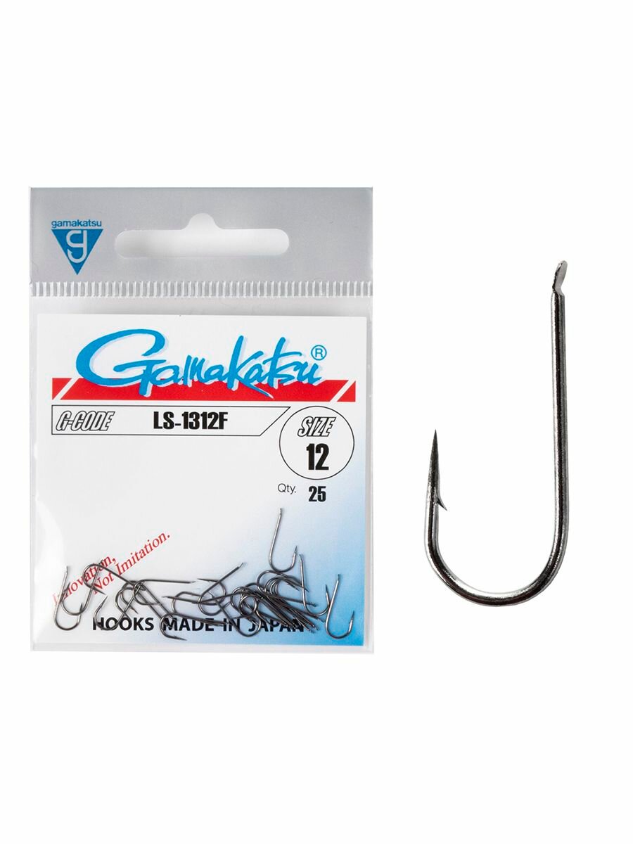 Крючки Gamakatsu LS-1312F HOOKS BLACK размер 12 (упк.25шт.)