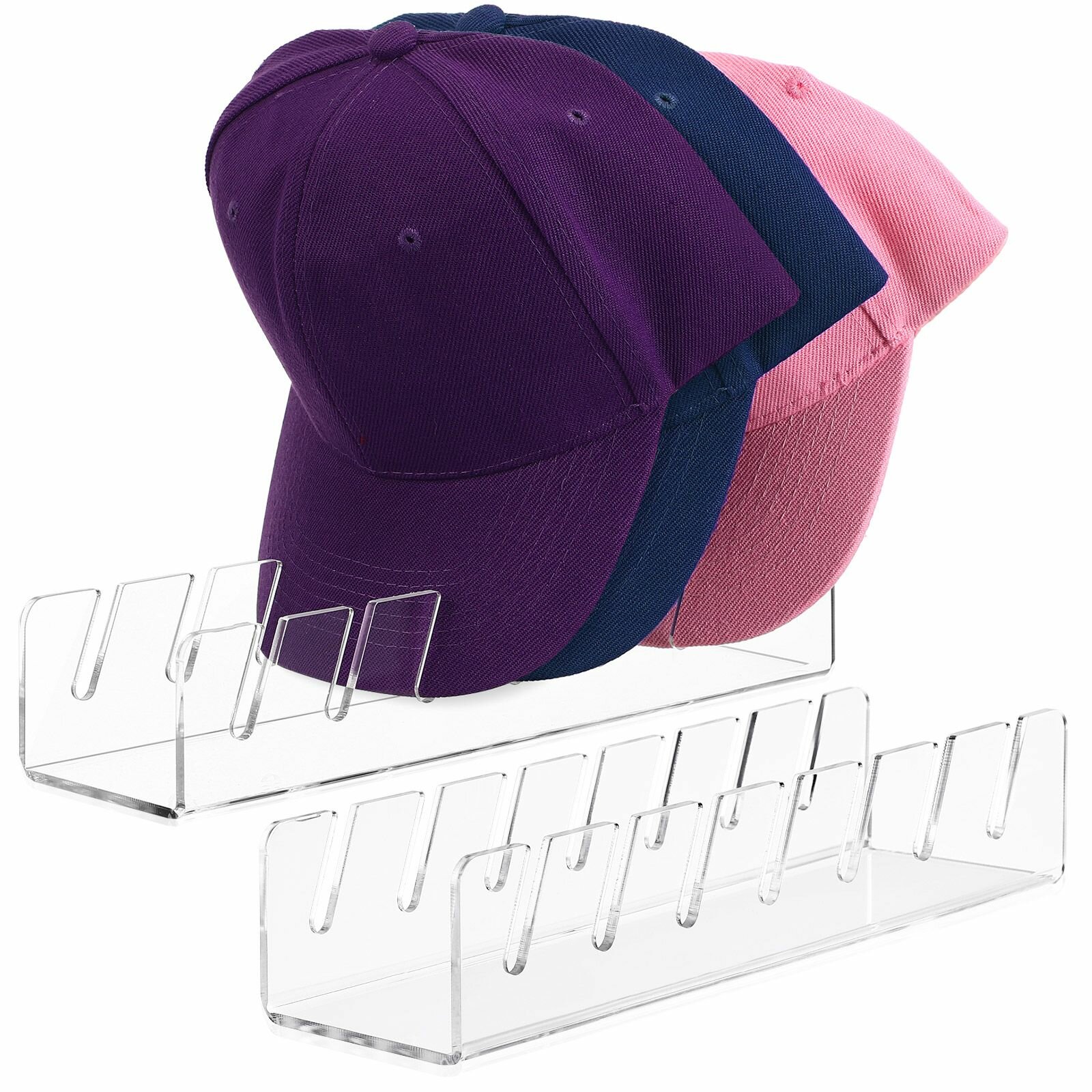 Акриловая подставка для демонстрации головных уборов, прочная конструкция, комплектом 2 штуки, 29.50x7.60x7.00CM