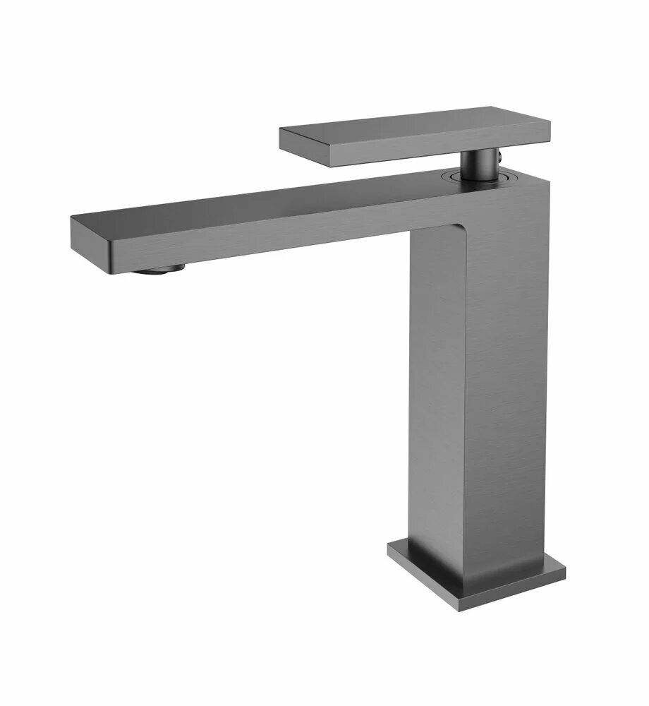 Смеситель для раковины Vincea Dice VBF-2DS1GM вороненая сталь, матовый, кран для ванной в раковину, из нержавеющей стали, рычажный, с керамическим картриджем