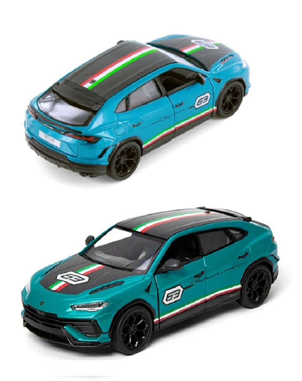 Модель машины Kinsmart "Lamborghini Urus Performante", масштаб 1:36, бирюзовая, инерционная