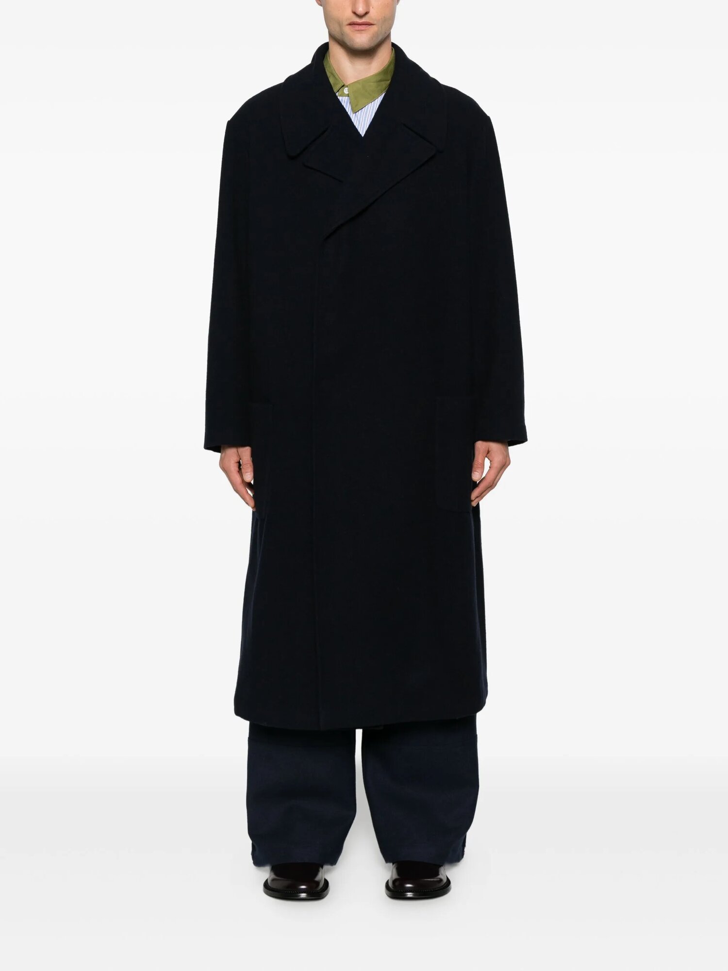 Пальто Yohji Yamamoto Pocketed double-breasted coat, размер 3, синий — фото 1