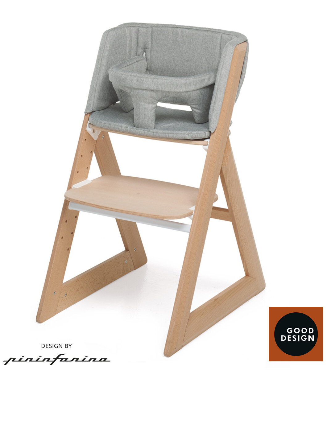 Растущий стульчик для кормления Foppapedretti Stile Grey Melange с бампером и столиком, от 6 мес