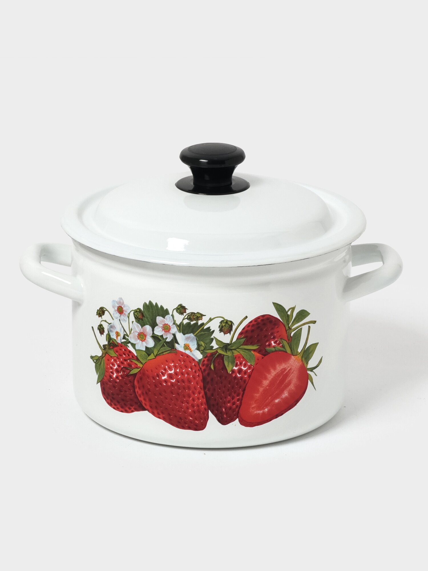 Кастрюля эмалированная, 4 л, с крышкой, цилиндрическая, белая