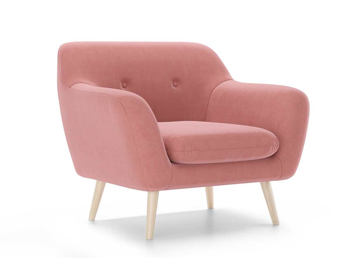 Кресло Дайсон, деревянные ножки, велюр Vivaldi 27, цвет розовый