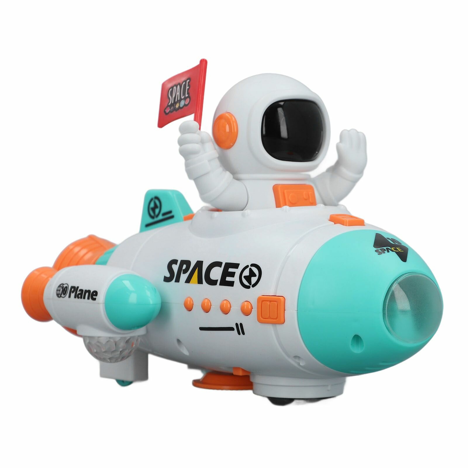 Игрушка-космический корабль астронавта, вращающаяся на 360 градусов, электрическая, с подсветкой, с музыкальным эффектом для детей, синяя