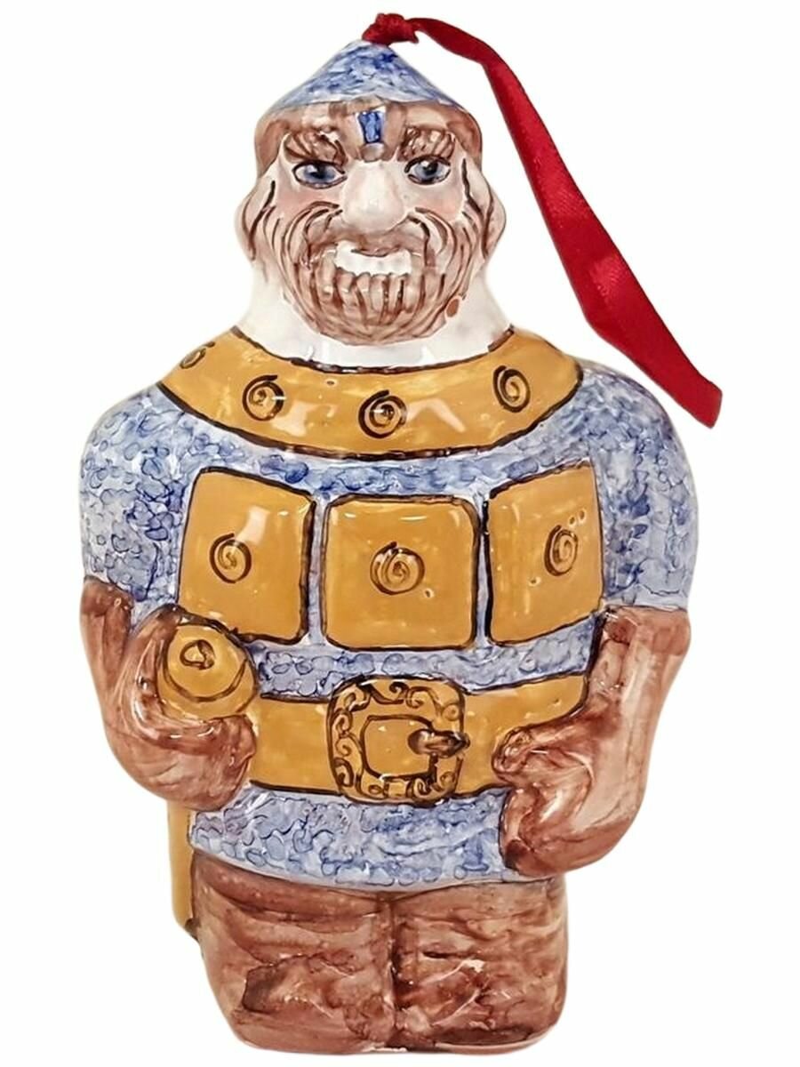 Сувенир керамический, Колокольчик "Богатырь" майолика-2, ручная работа