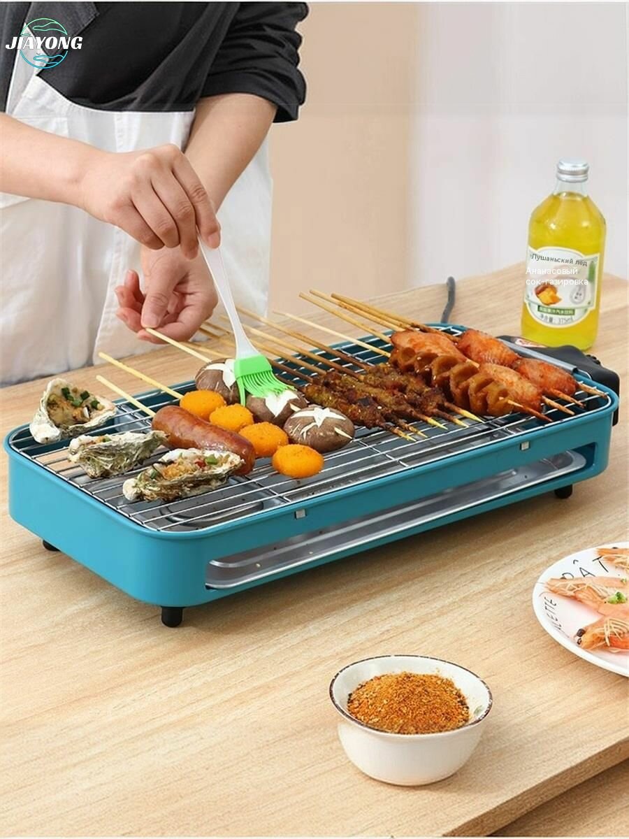 Электрический гриль, барбекю, 2 в 1, антипригарный, для дома
