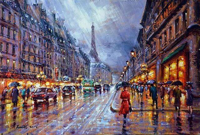 Картины на холсте Париж под дождем PANTINGART PF 15898, 70x100cm no frame