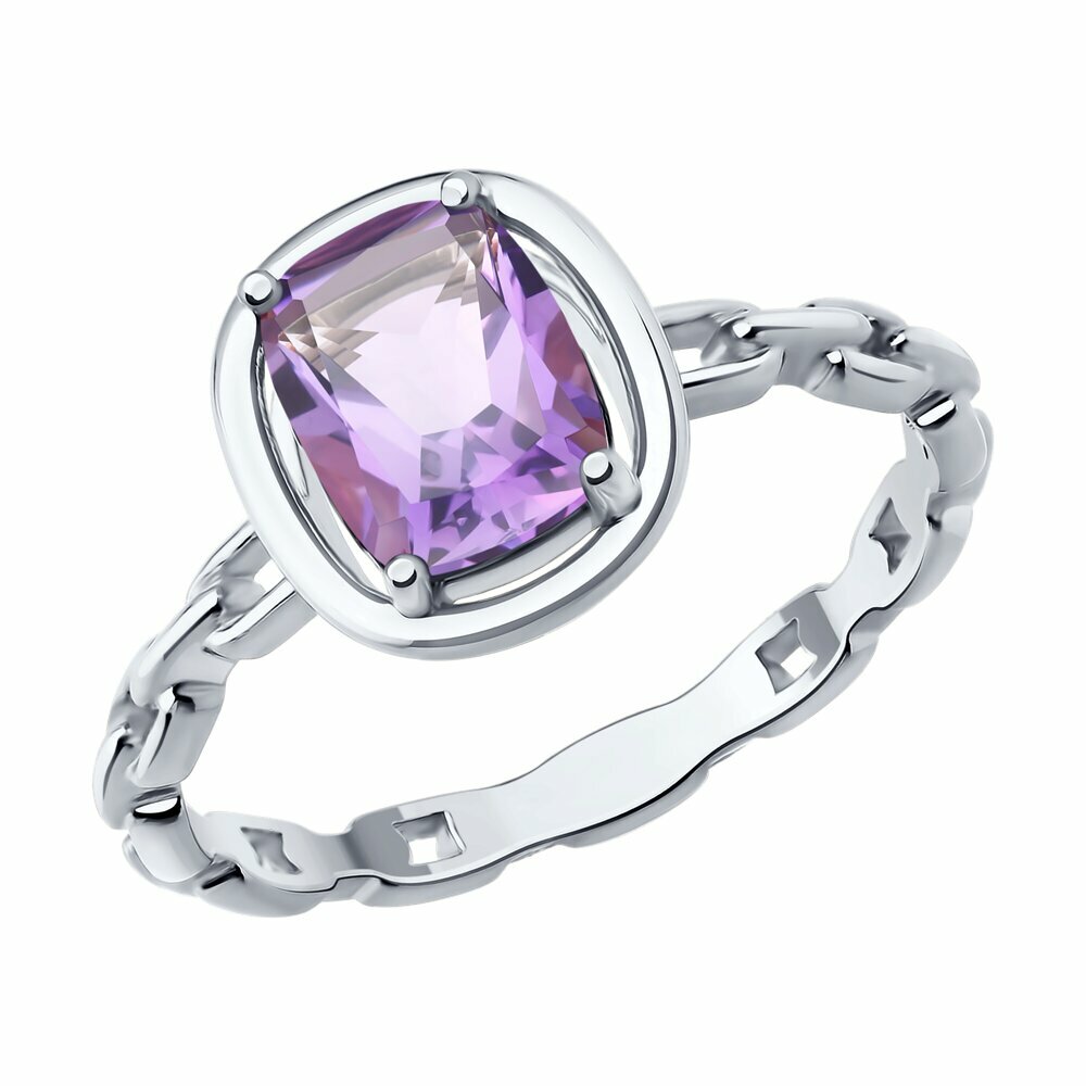 Кольцо, серебро, 925 проба, родирование, аметист