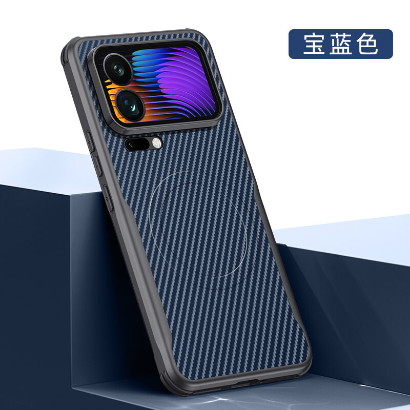 Чехол Для Xiaomi 17 Pro Max/Сяоми 17 Про Max, soft touch, чехол-кардиомонитор, искусственная кожа, поликарбонат (PC), защита камеры, ударопрочный, усиленные углы, Xiaomi, Xiaomi 17 Pro Max, blue,