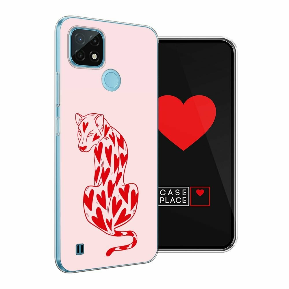 Чехол на Realme C21 / Реалми С21 с принтом "Heart panther 1 - 14 февраля" — фото 1
